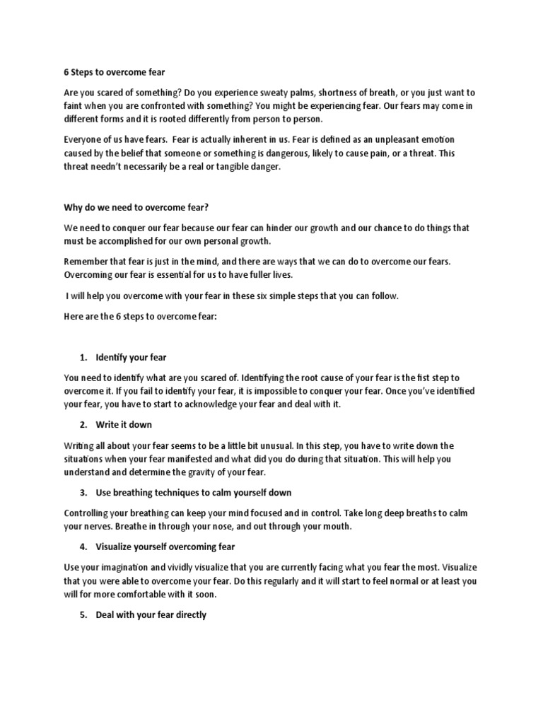 6 Steps to Overcome Fear | PDF | Subjective Experience | Neuroscience