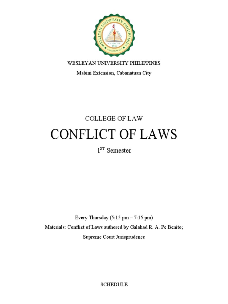 Conflict of Laws | PDF | Ethical Principles | Civil Law (Legal System)