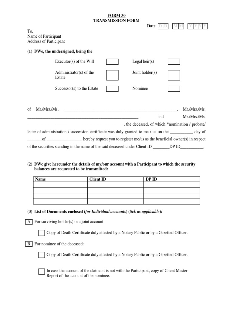 14 Circular-FORM 30 - Transmission Form - Without Track Change | PDF ...