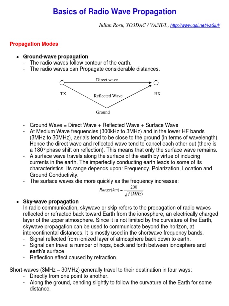 Basics of Radio Wave Propagation | PDF | Radio Propagation | Ionosphere