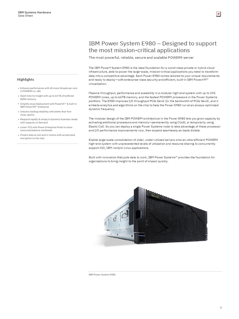 IBM Power System E980 - Designed To Support The Most Mission-Critical ...