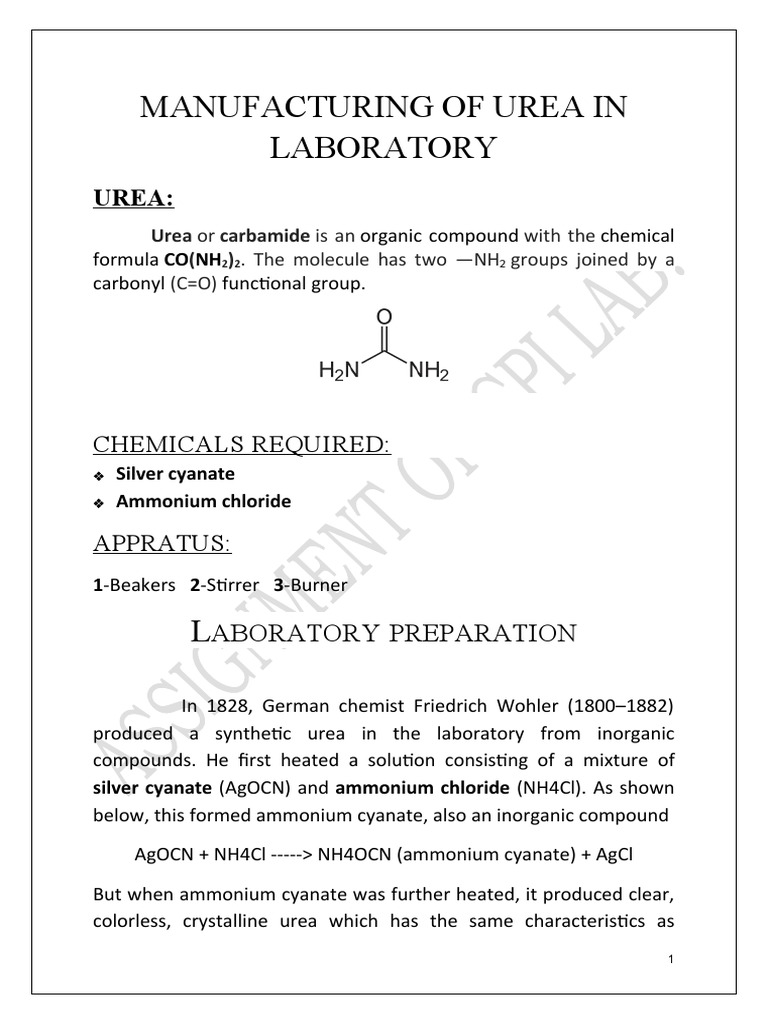 Manufacturing of Urea in Laboratory | PDF | Urea | Physical Sciences