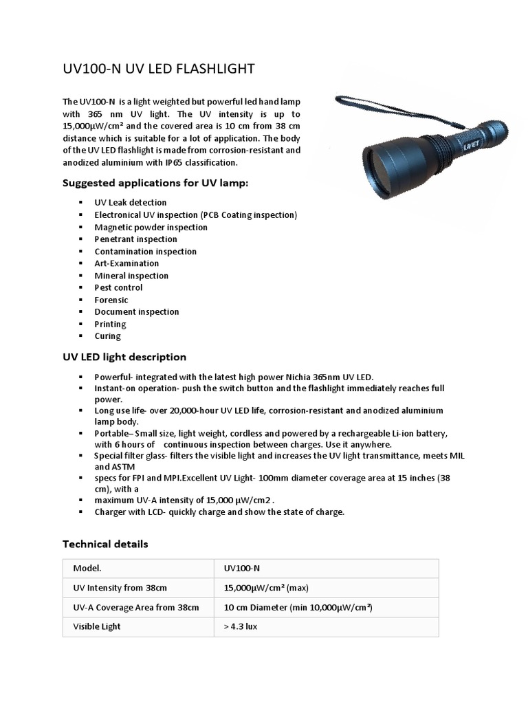 Uvet Uv100 N UV Led Light | PDF