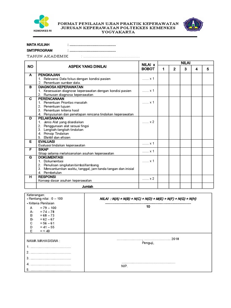 Form Penilaian Ujian Praktik | PDF