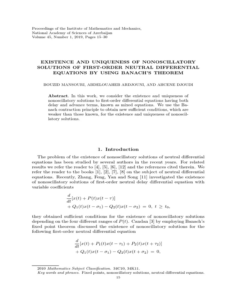 Existence And Uniqueness Of Nonoscillatory Solutions Of First Order Neutral Differential