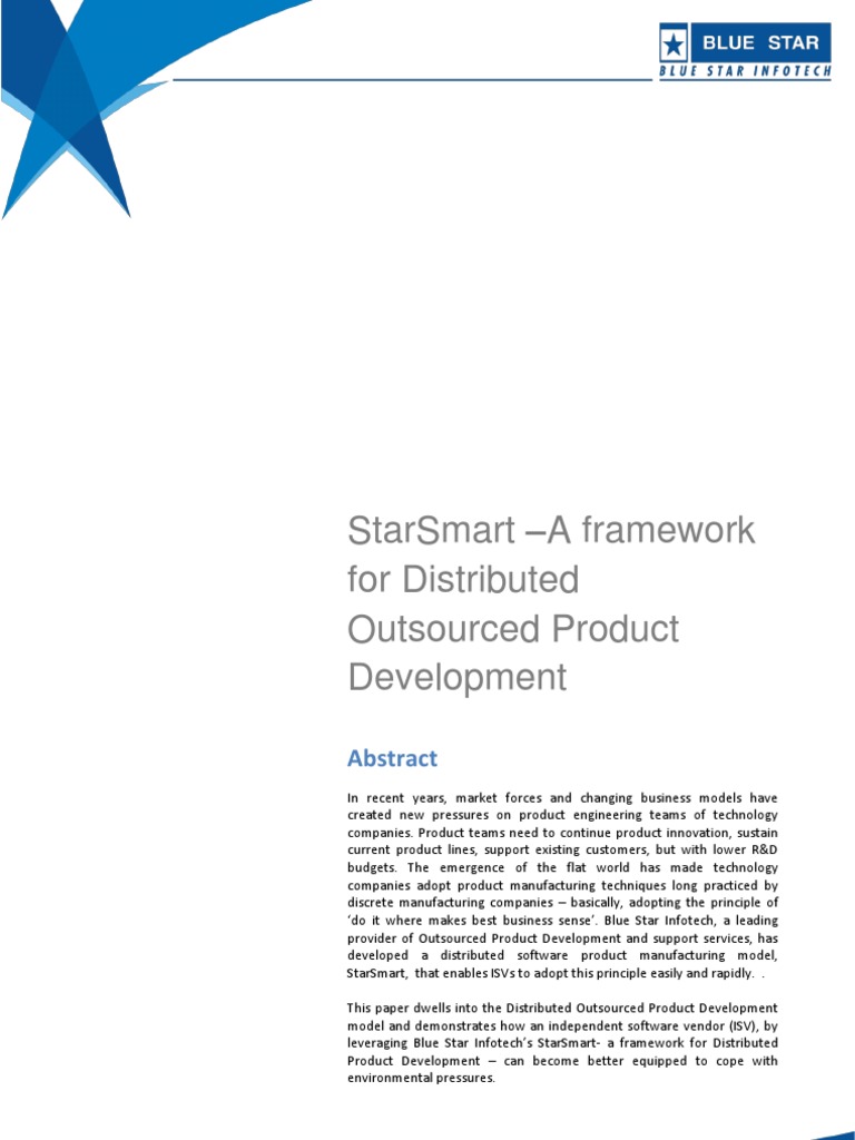 Starsmart - A Framework For Distributed Outsourced Product Development | PDF | Agile Software ...