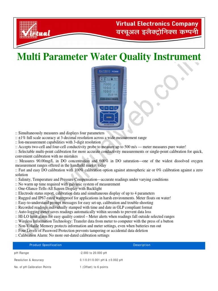 LF Multiparameter Probe | PDF | Calibration | Ph