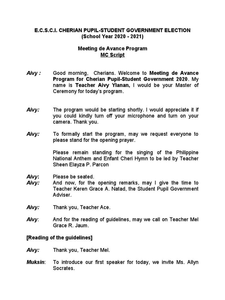 ECSCIPSG Meeting de Avance Program | PDF