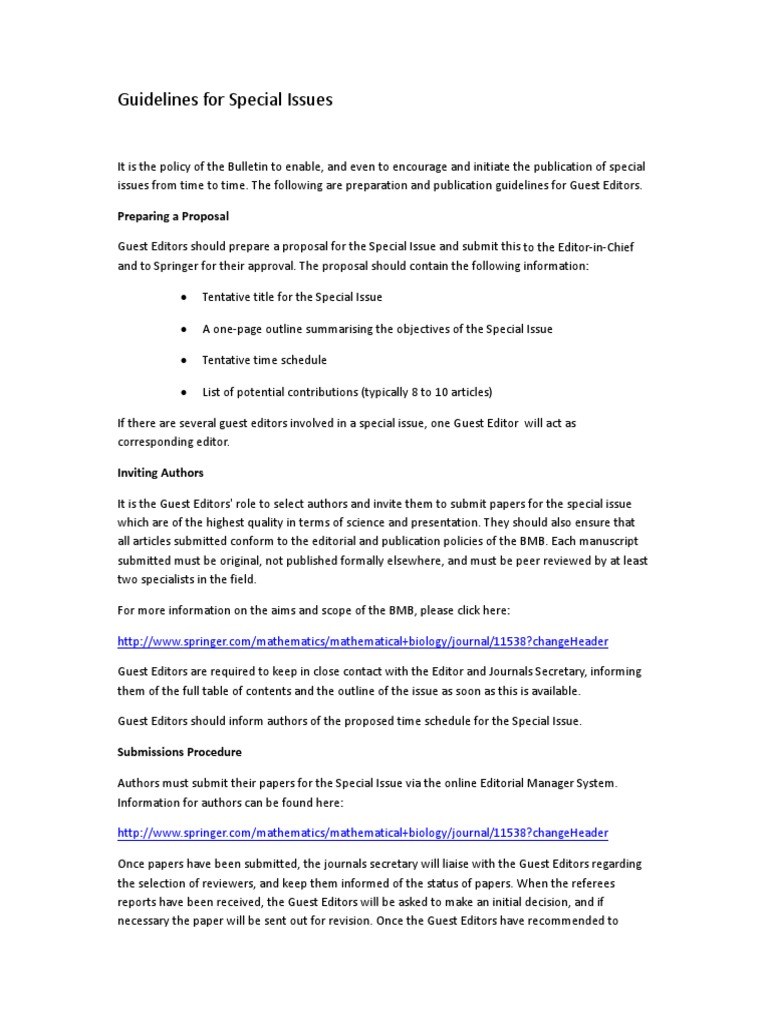 Special Issue Publication Guidelines | PDF | Academic Journal | Mass Media