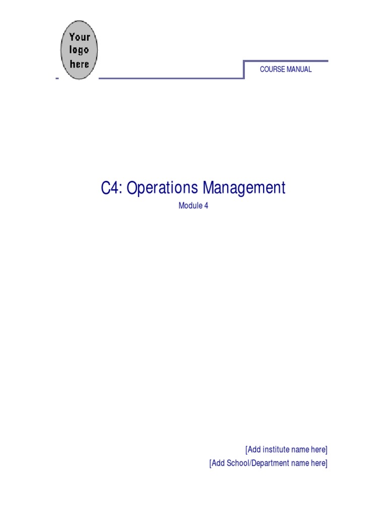 C4: Operations Management: Course Manual | PDF | Inventory | Operations ...