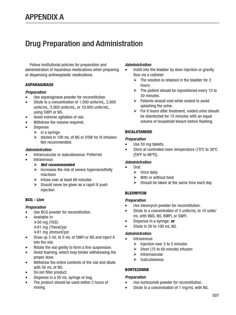 Appendix A Drug Preparation and Administration | PDF | Intravenous ...