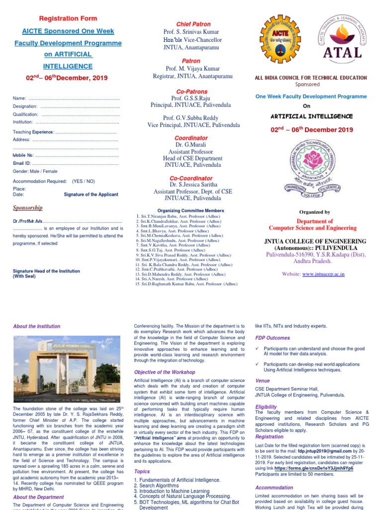 JNTUACEP FDP CSE Brochure | PDF | Artificial Intelligence ...