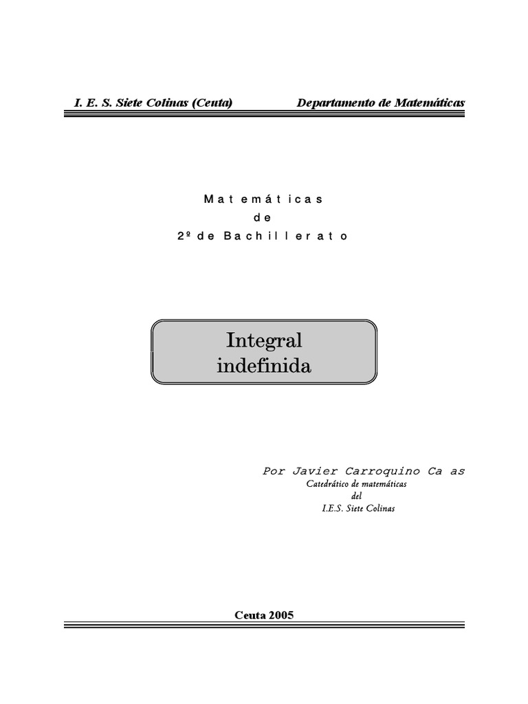 Integral Indefinida PDF | PDF | Integral | Función (Matemáticas)