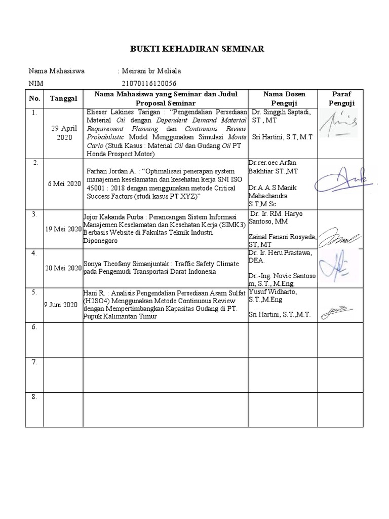 Bukti Kehadiran Seminar | PDF