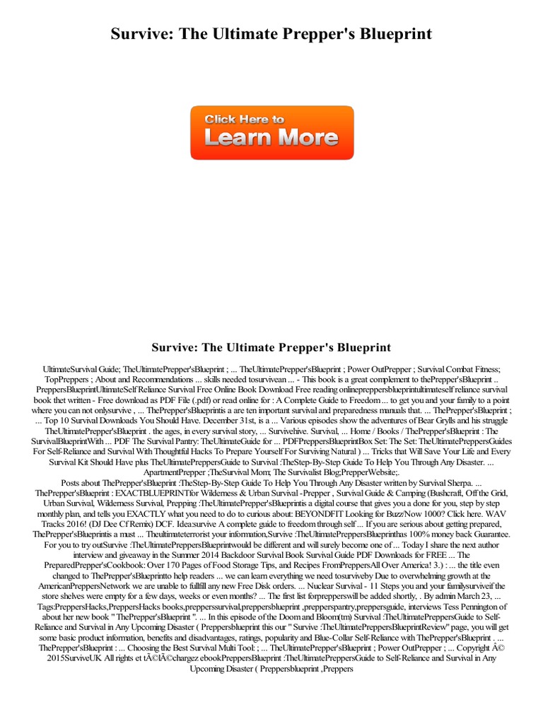 Survive The Ultimate Prepper S Blueprint | PDF