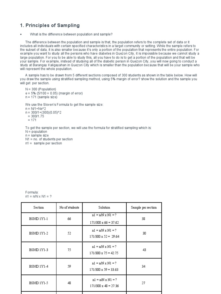 Data Presentation and Principles of Sampling | PDF | Sampling ...