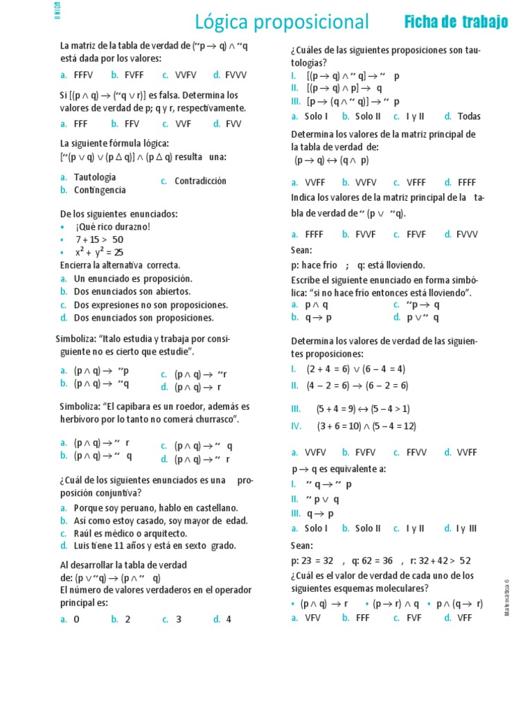 Tablas de Valor de Verdad | PDF | Proposición | Formalismo (deductivo)