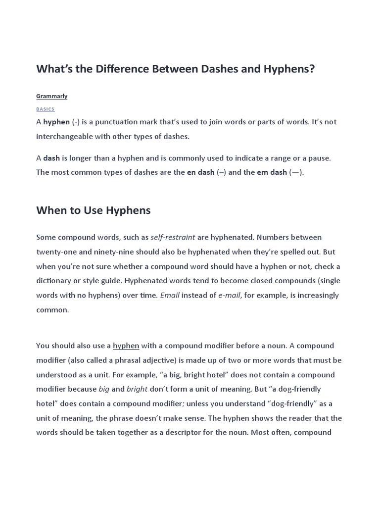 Dashes and Hyphens - 14 SEPT 2019 | PDF | Language Mechanics | Grammar
