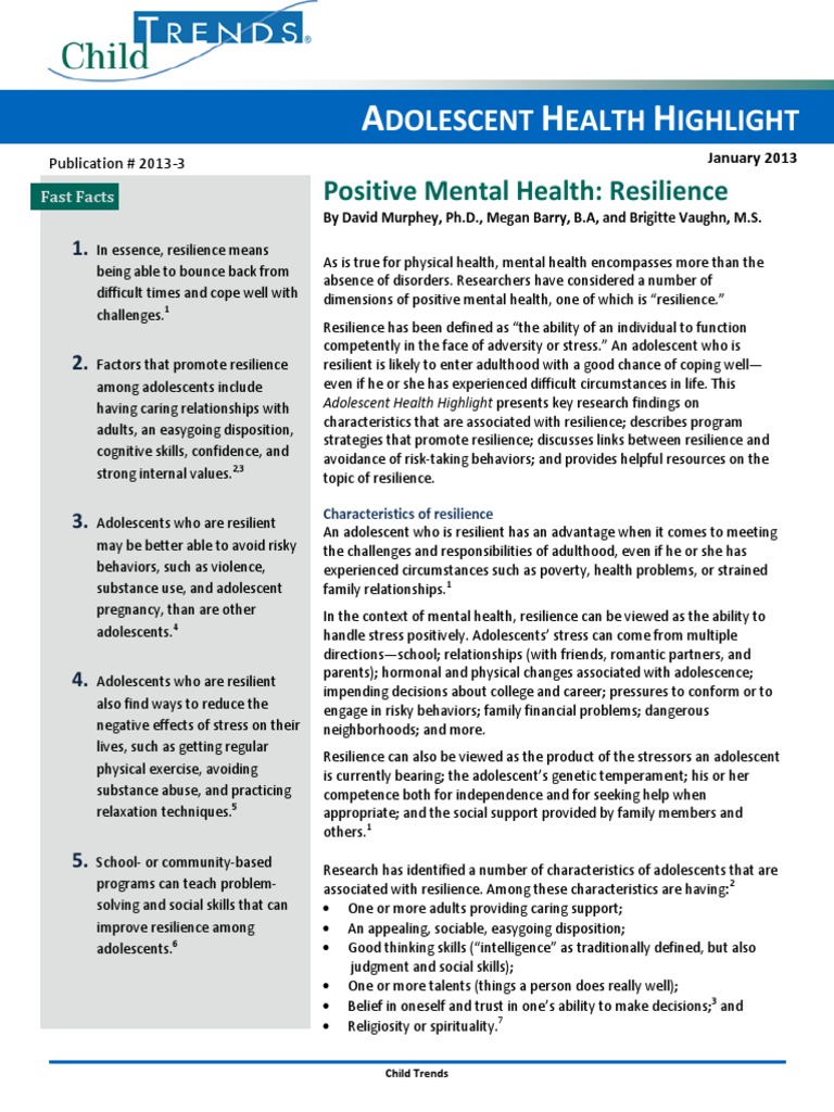 Adolescent Resilience Strategies | PDF | Psychological Resilience ...