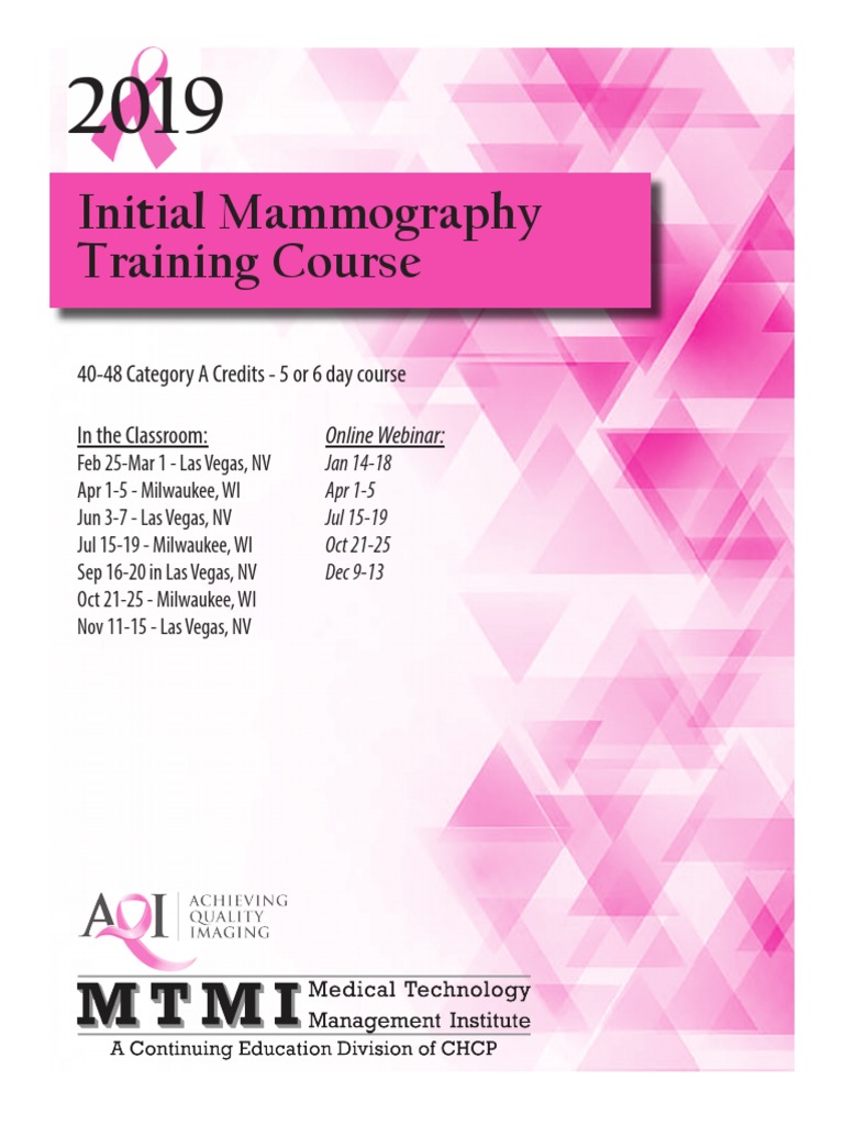Initial Mammography Training Course: 40-48 Category A Credits - 5 or 6 ...