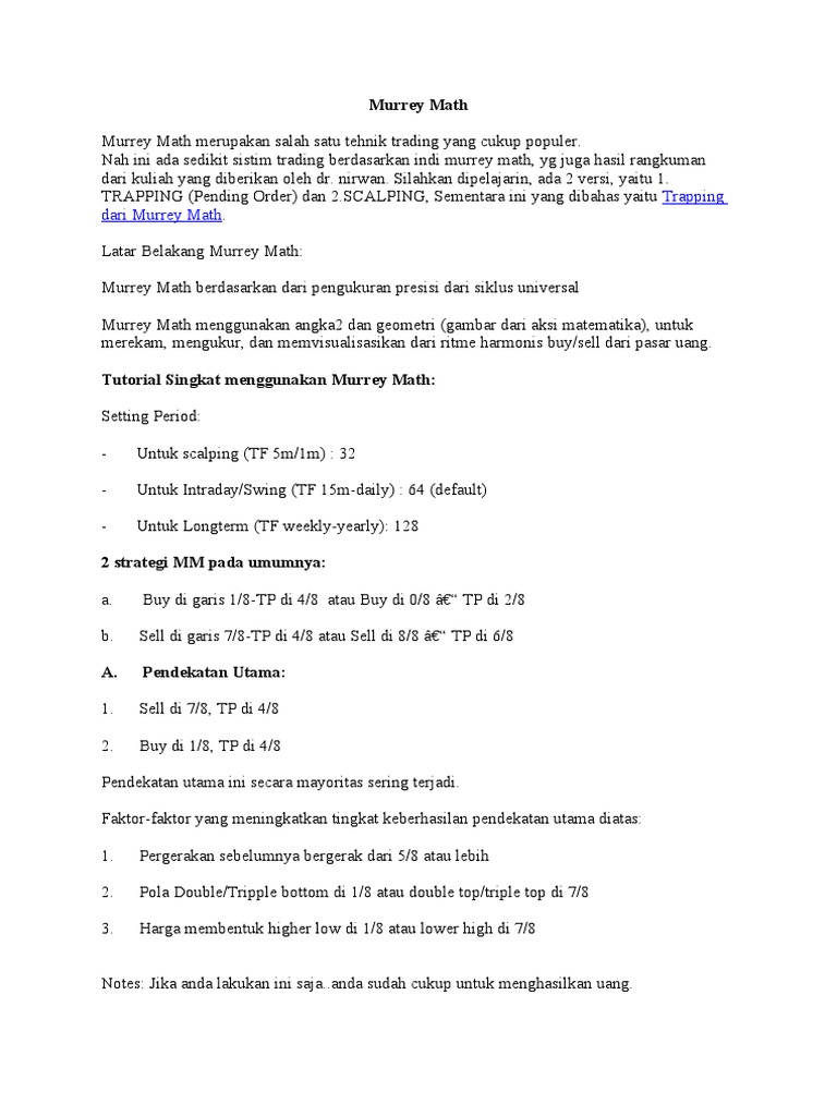 Murrey Math Merupakan Salah Satu Tehnik Trading Yang Cukup Populer | PDF
