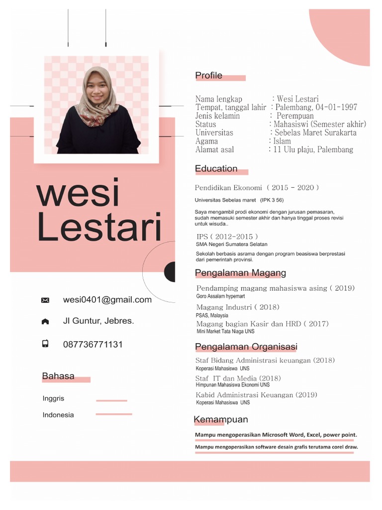 CV - Wesi Lestari | PDF