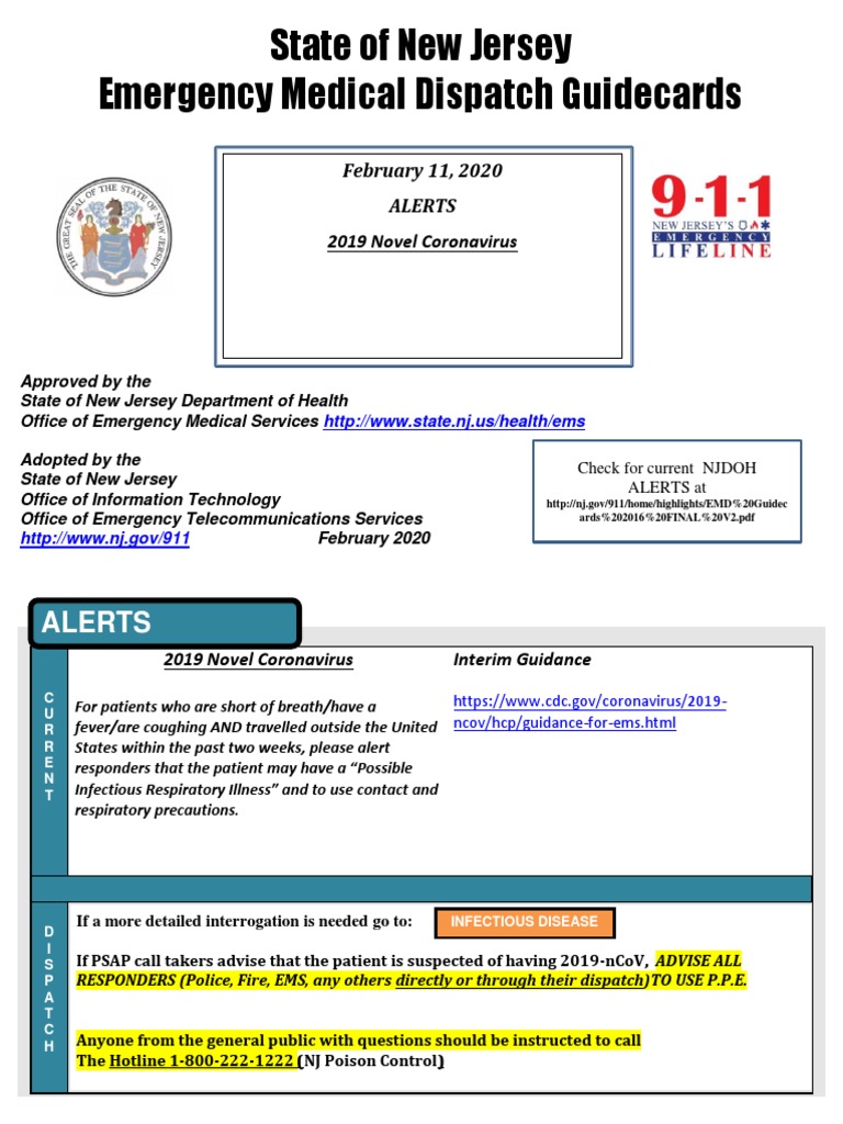 NJ Emergency Medical Dispatch Guidecards | PDF | Hyperthermia | Hypothermia
