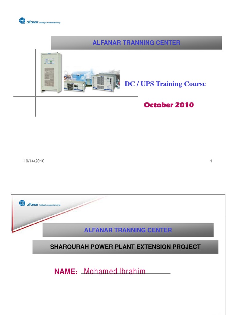 DC UPS Training Course | PDF | Power Inverter | Direct Current