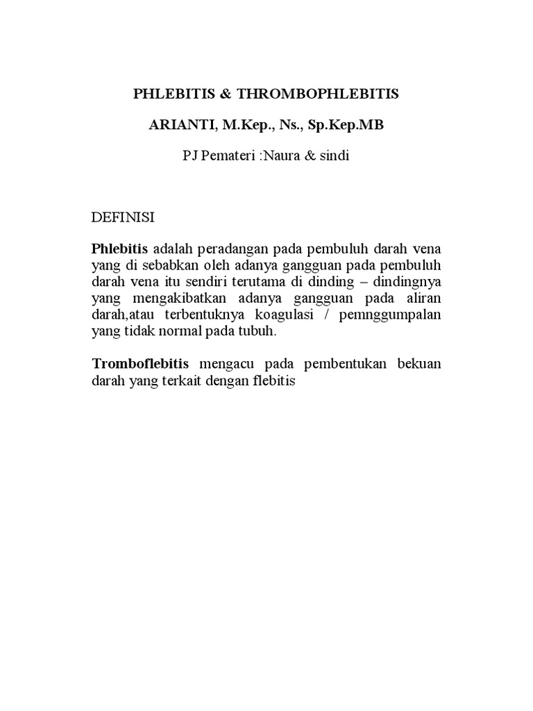 Panduan Phlebitis & Tromboflebitis | PDF | Sains & Matematika