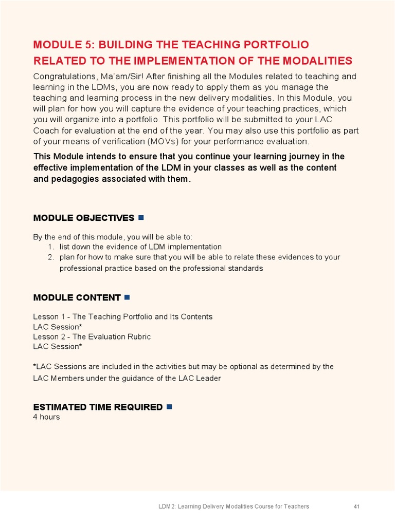 Module 5: Building The Teaching Portfolio Related To The Implementation ...