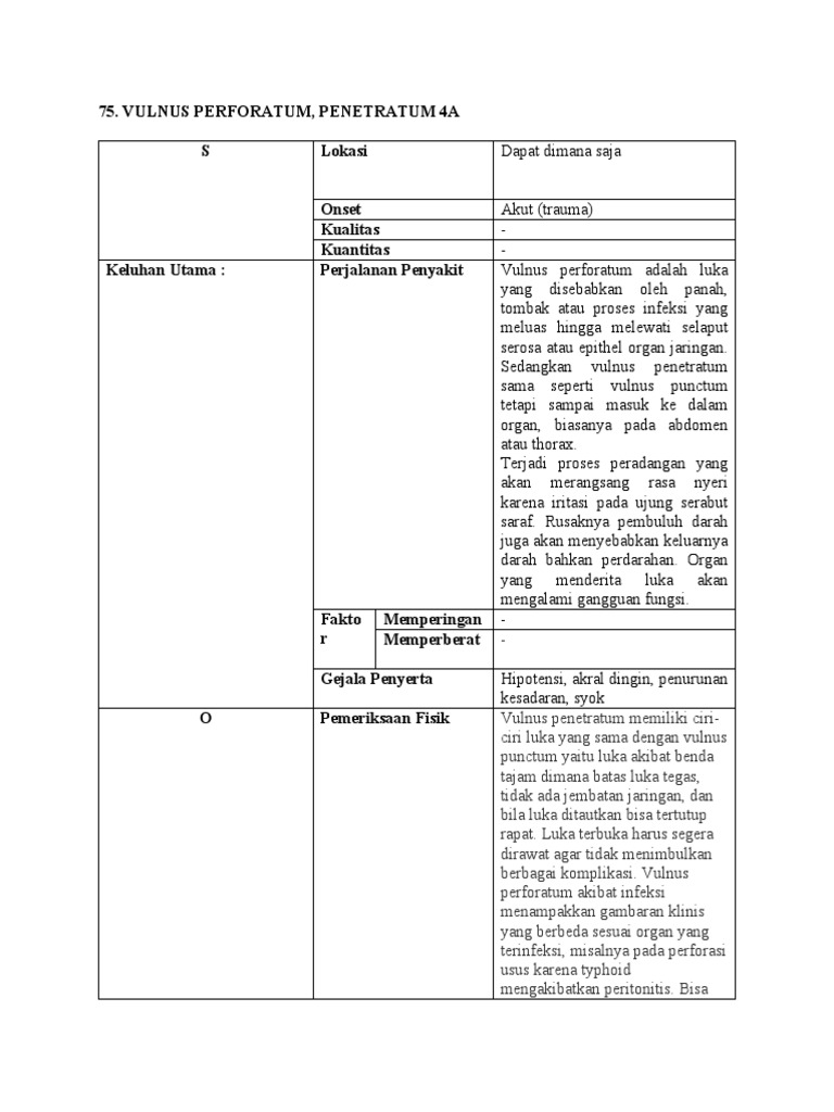 Vulnus Perforatum, Penetratum 4A | PDF