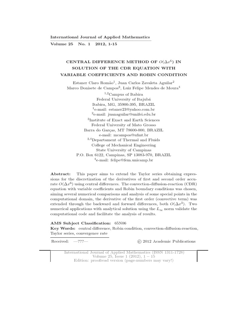 International Journal of Applied Mathematics (ISSN 1311-1728) Volume 25 ...