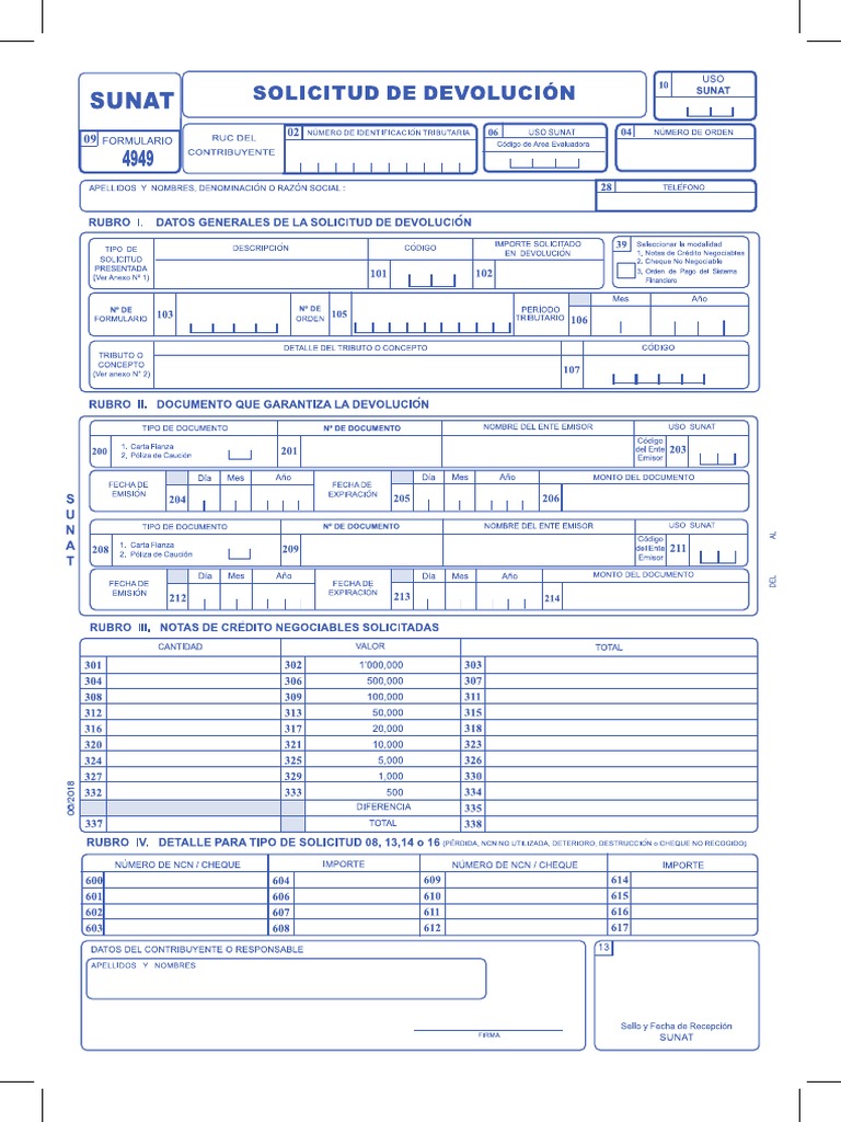 Instrucciones Formulario 4949 SUNAT | PDF | Finanzas y dinero | Negocios