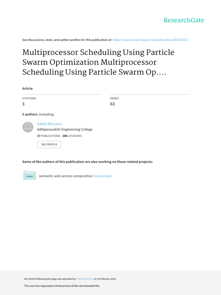 Multiprocessor Scheduling Using Particle Swarm Opt | PDF | Time ...