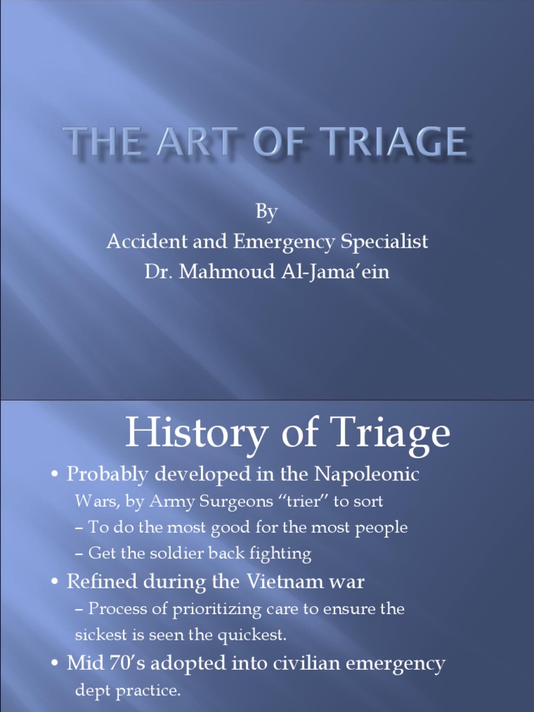 A Comprehensive Overview of Triage: From Historical Origins and ...