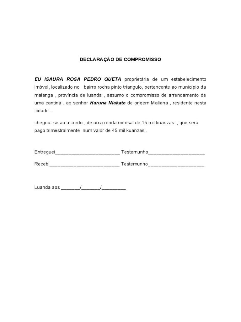 Declaração de Compromisso | PDF