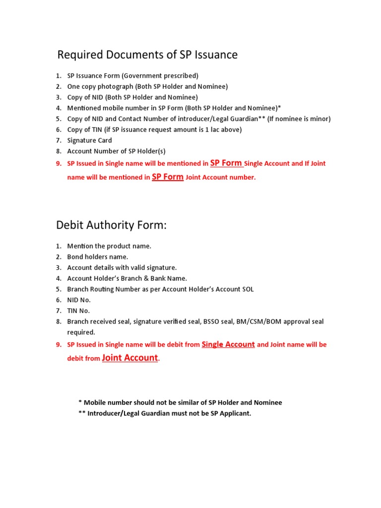 Check List of SP Issuance | PDF