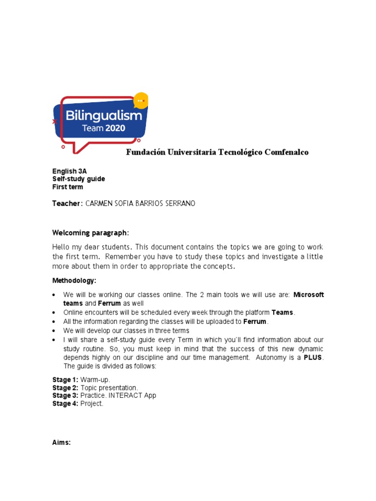 Self Guide 3A First Term | PDF