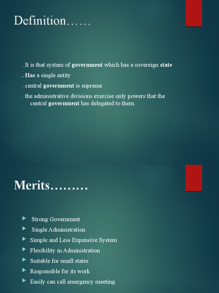 Definition : - It Is That System of Government Which Has A Sovereign ...