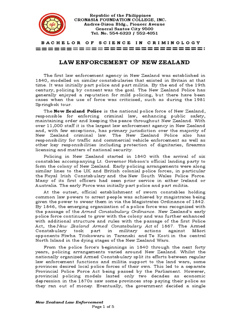 Overview of New Zealand Law Enforcement | PDF | Constable | Sergeant