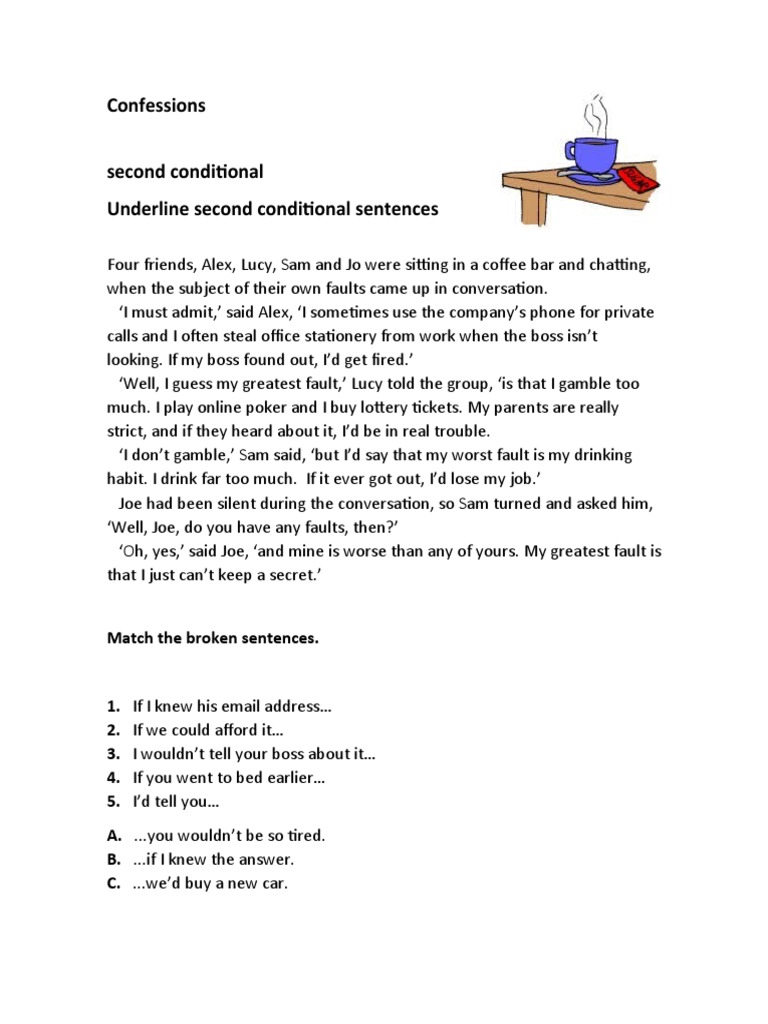 Confessions Second Conditional Quiz | PDF