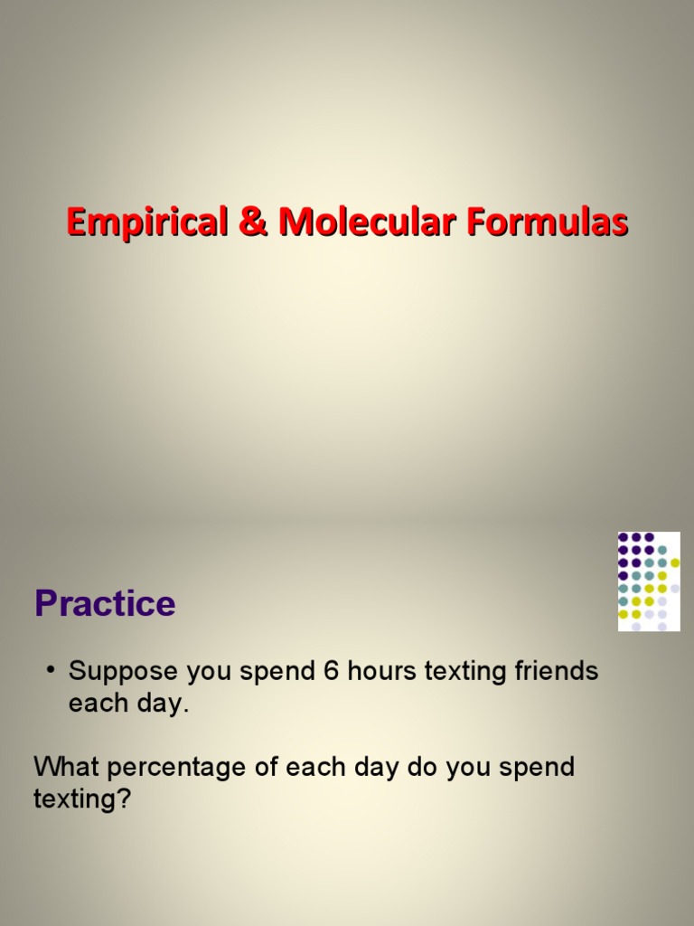 6empirical Vs Molecular Formulas | PDF | Mole (Unit) | Molecules