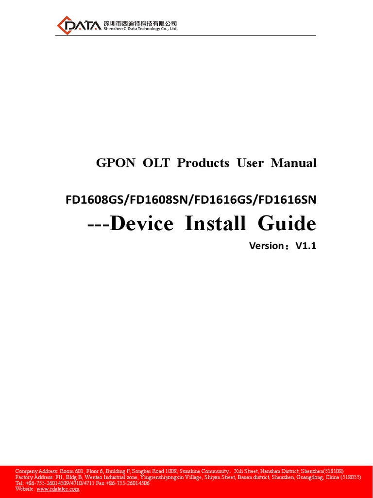 GPON OLT - 16xx - User Manual-Device Install Guide - V1.1 20180615 PDF | PDF | Electrical ...
