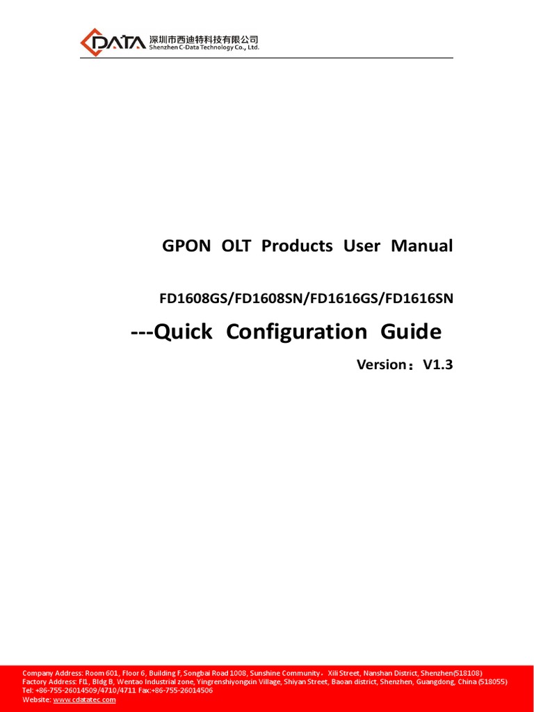 GPON OLT 16xx User Manual Quick Configuration Guide V1 3 20190214 PDF | PDF | File Transfer ...