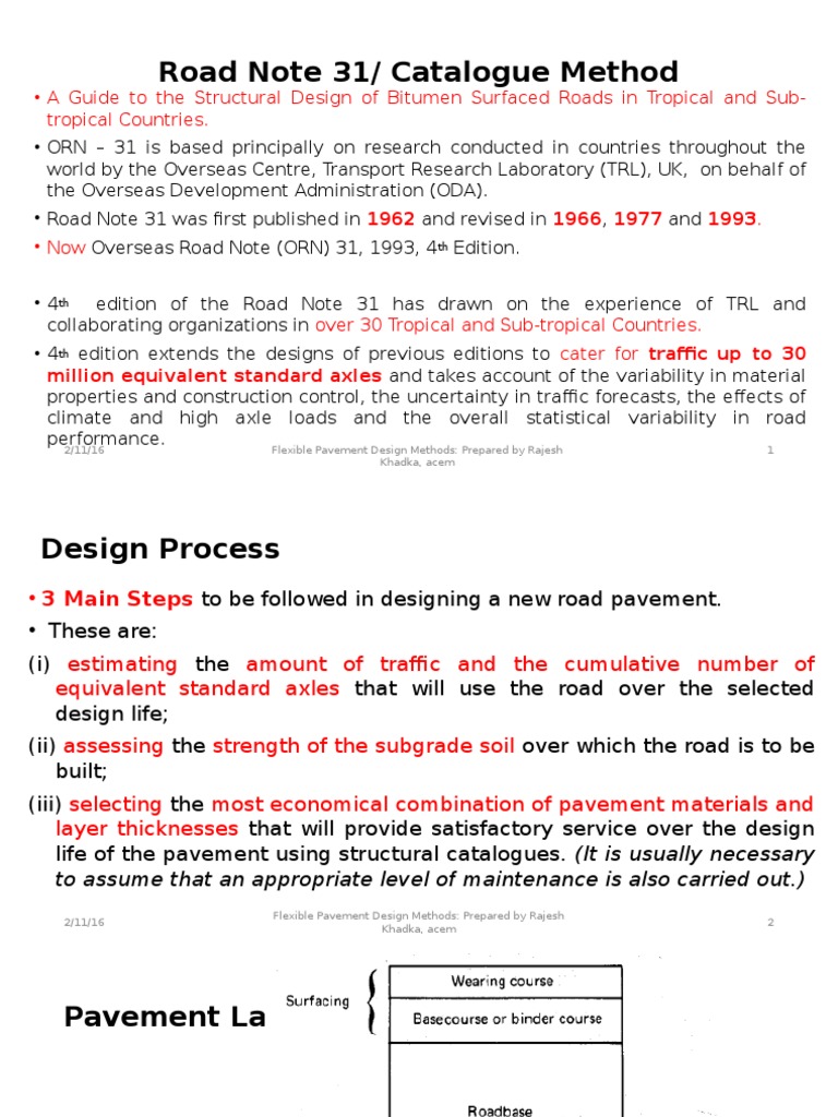 Road Note 31/ Catalogue Method | Download Free PDF | Road Surface | Road