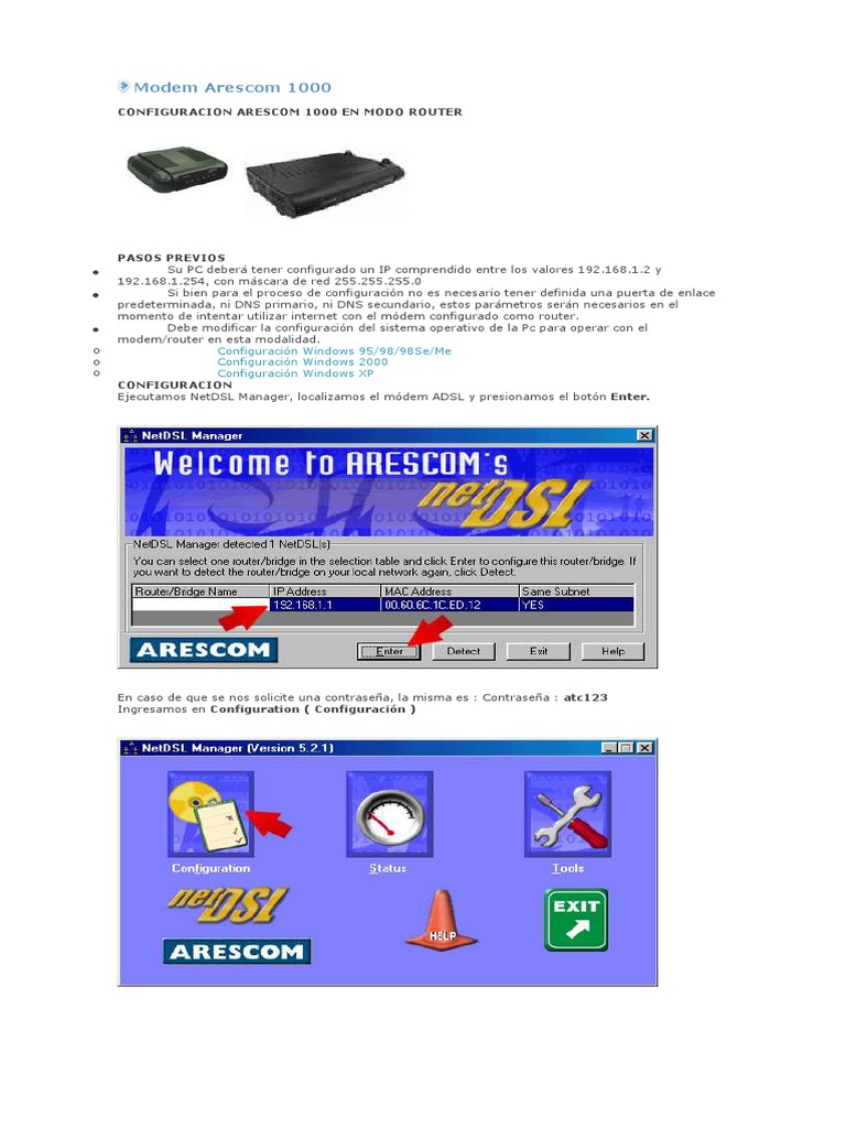 Modem Arescom 1000 PDF | PDF | Protocolos de red | Redes de computadoras
