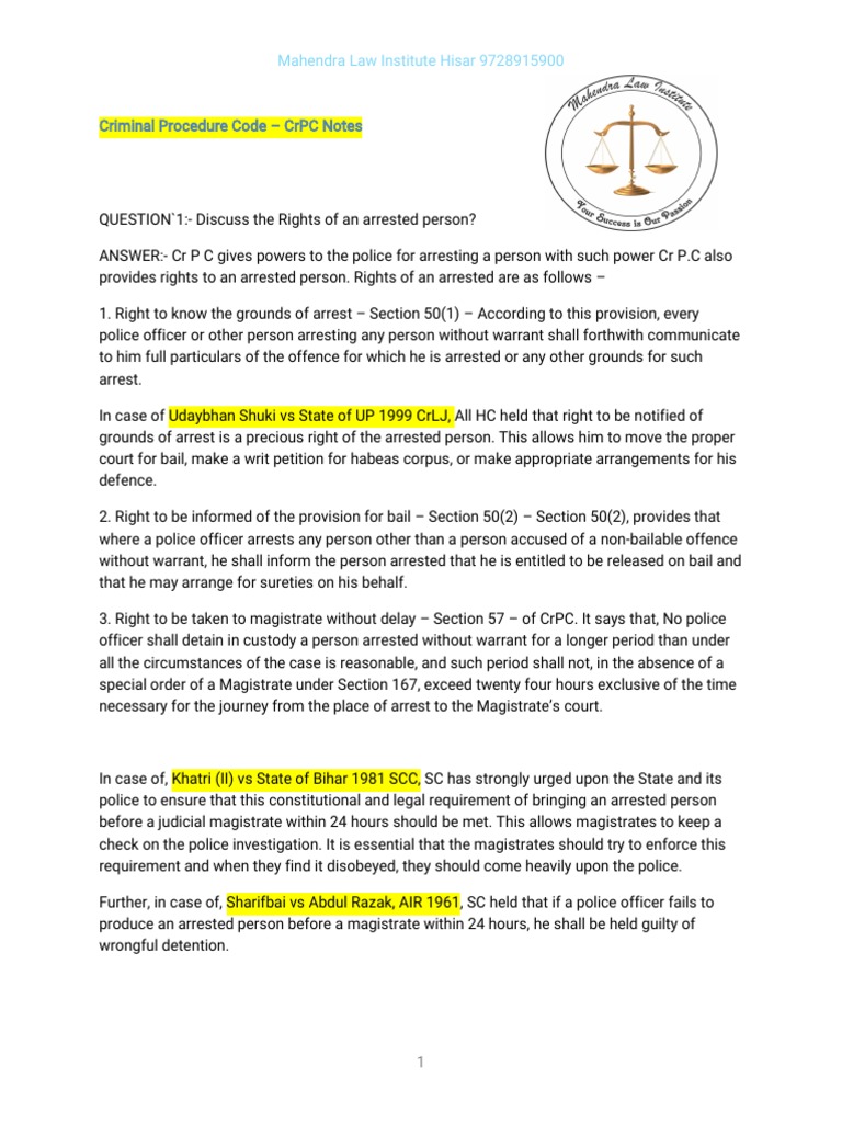 CRPC Notes PDF | PDF