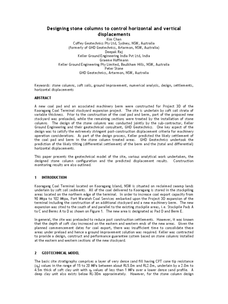 Designing Stone Columns To Control Horizontal and Vertical PDF | PDF ...