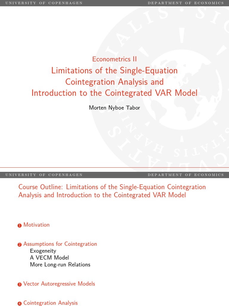 Econometrics II - Cointegrated VAR Models | PDF | Vector Autoregression ...