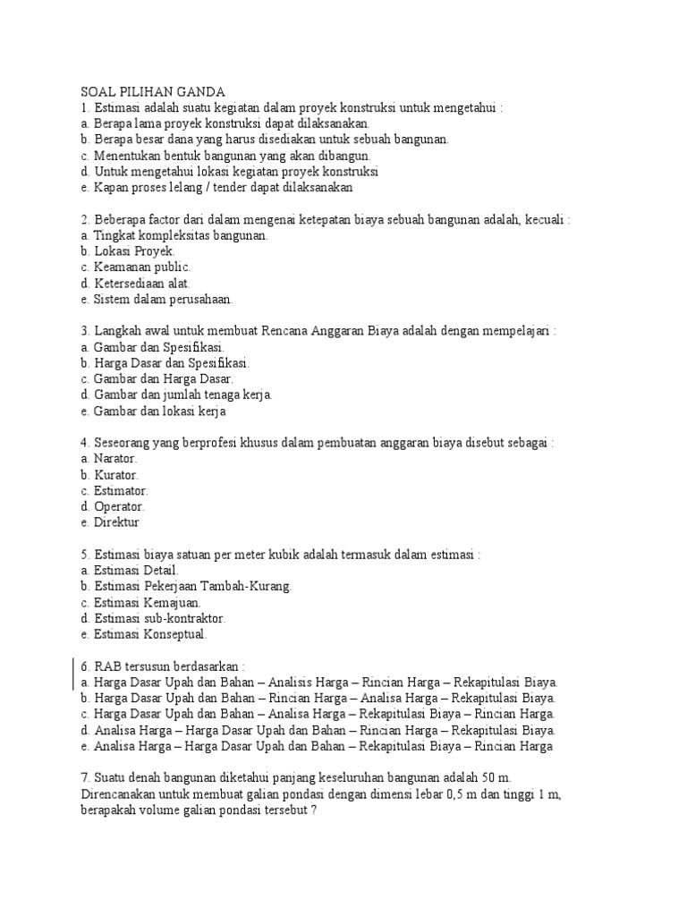 Soal Uas Estimasi Xi BKP 2020 | PDF